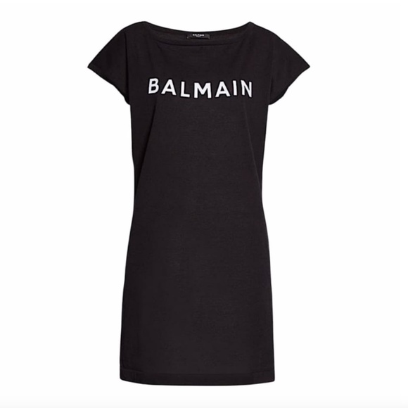 Balmain | Dresses | Balmain Logo Print Dress | Poshmark